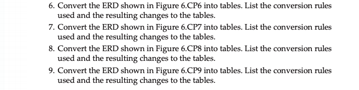 Solved 6. Convert the ERD shown in Figure 6.CP6 into tables. | Chegg.com