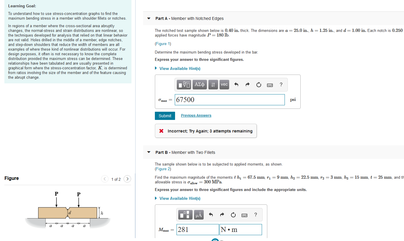 Solved Part A - Member with Notched Edges Learning Goal: To | Chegg.com