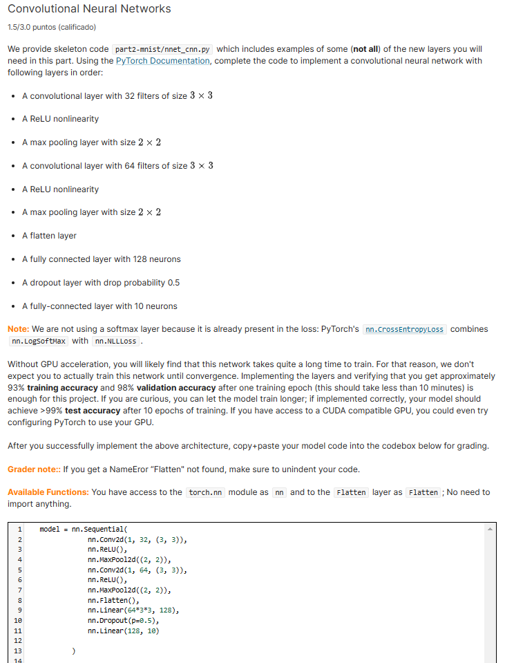 Solved 1.5/3.0 puntos (calificado) We provide skeleton code | Chegg.com