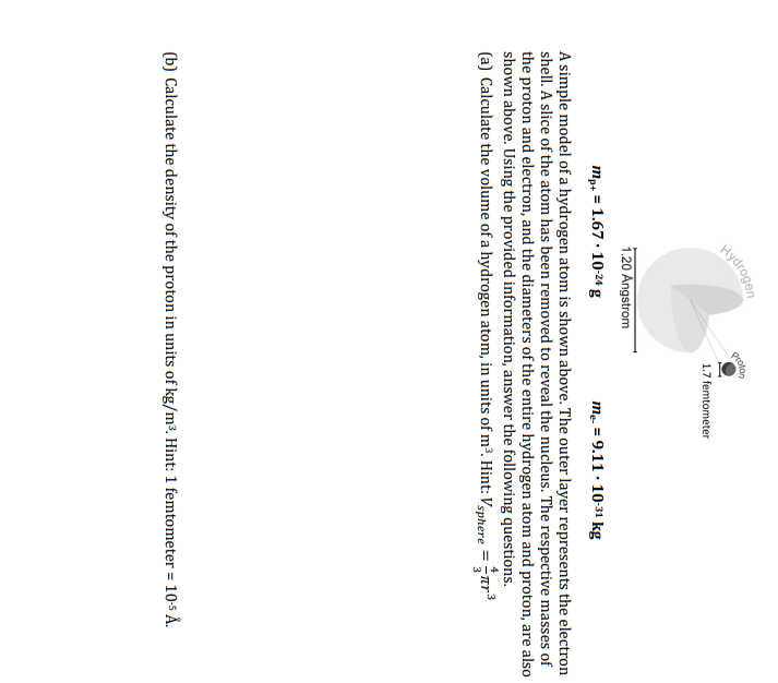 Solved Hydrogen proton 1.7 femtometer 1.20 Angstrom mp+ = | Chegg.com
