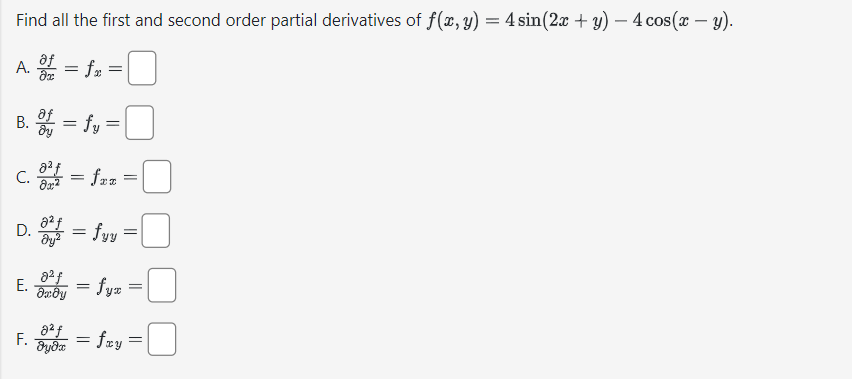 Solved Find all the first and second order partial | Chegg.com