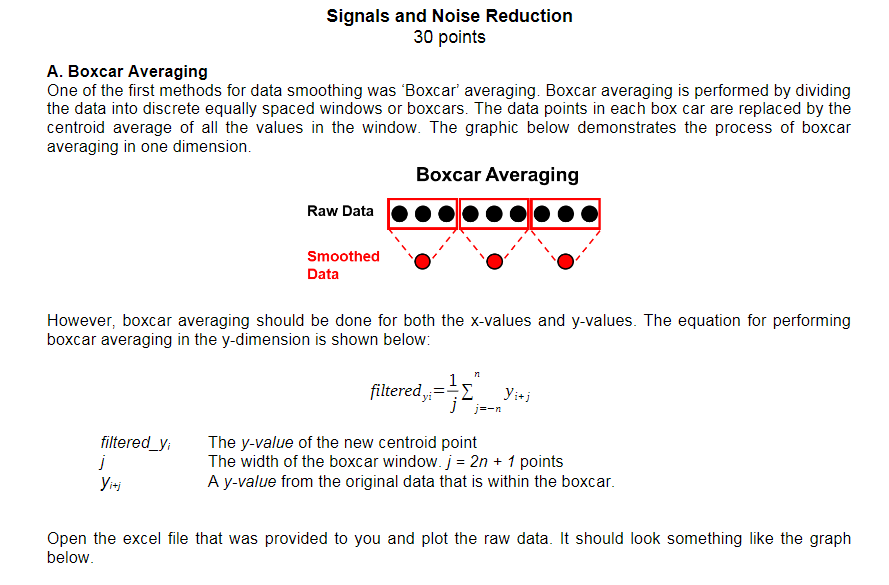 Solved A. Boxcar Averaging One of the first methods for data | Chegg.com
