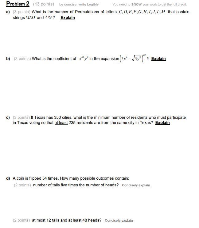 Solved Problem 2 (13 points) be concise, write Legibly You | Chegg.com Solved Problem 2 (13 points) be concise, write Legibly You | Chegg.com