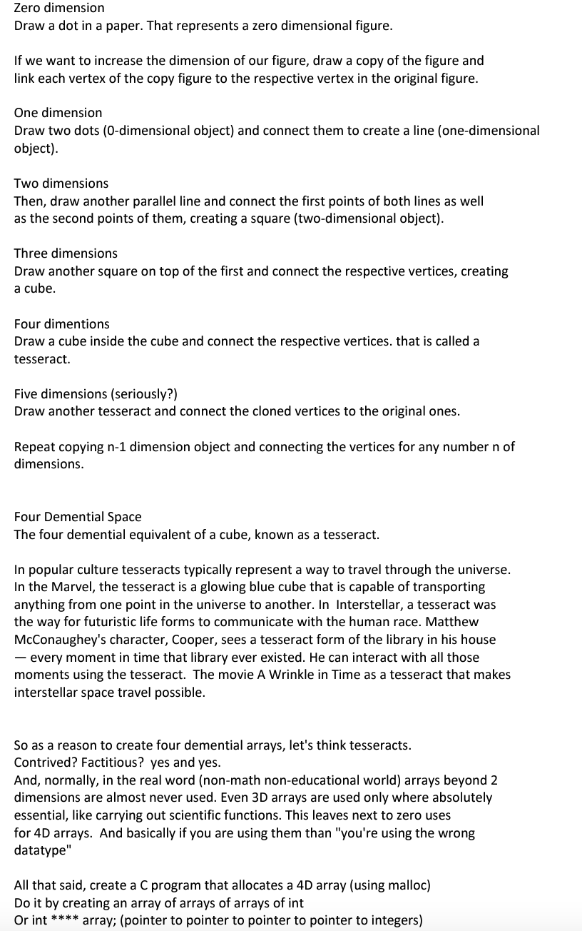 Zero dimension Draw a dot in a paper. That represents | Chegg.com