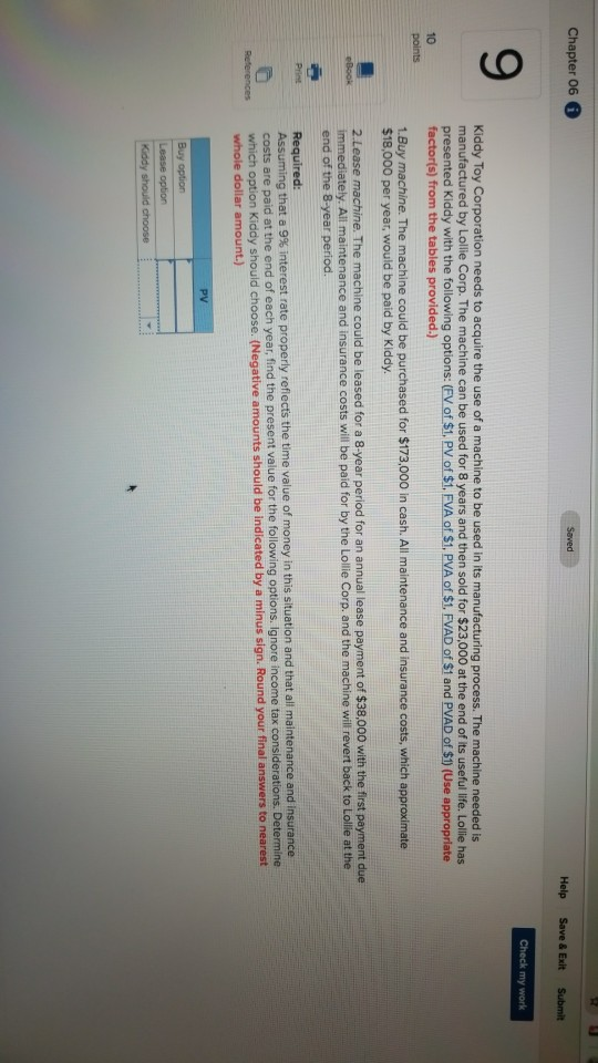 Solved Chapter 06 Saved Help Save & Exit Submit Check my | Chegg.com