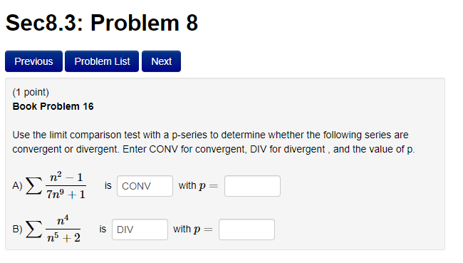 Solved Sec8.3: Problem 1 Previous Problem List Next (1 | Chegg.com