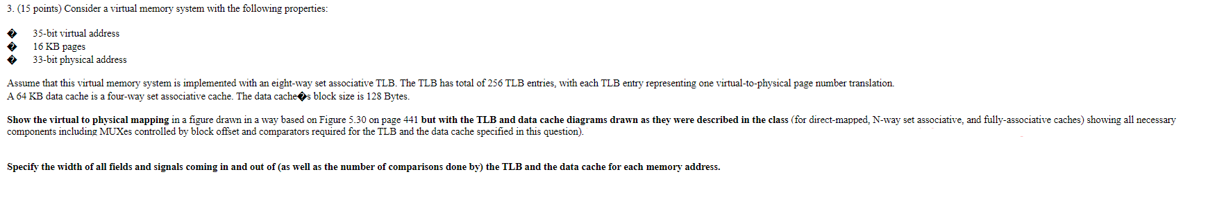 3. (15 points) Consider a virtual memory system with | Chegg.com