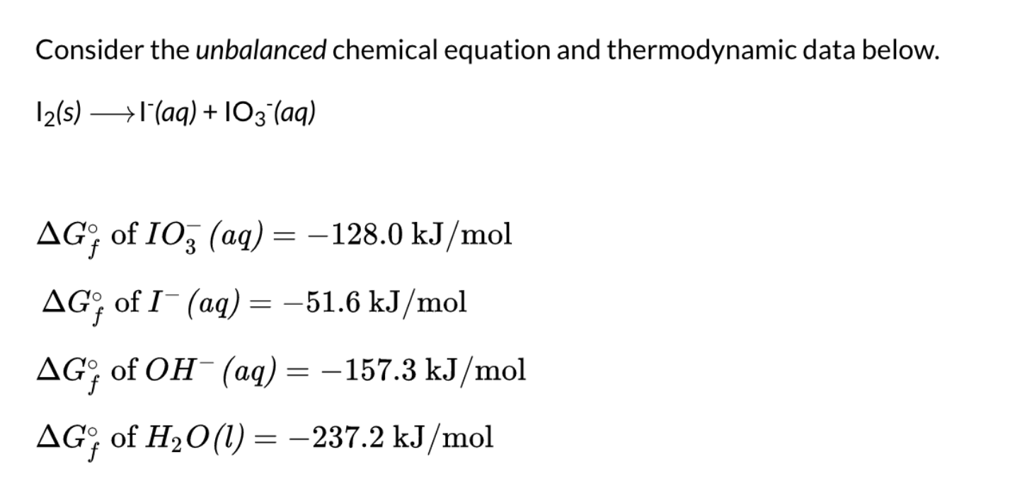 Solved Consider the unbalanced chemical equation and | Chegg.com