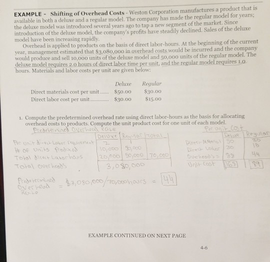 Solved EXAMPLE - Shifting of Overhead Costs - Weston | Chegg.com