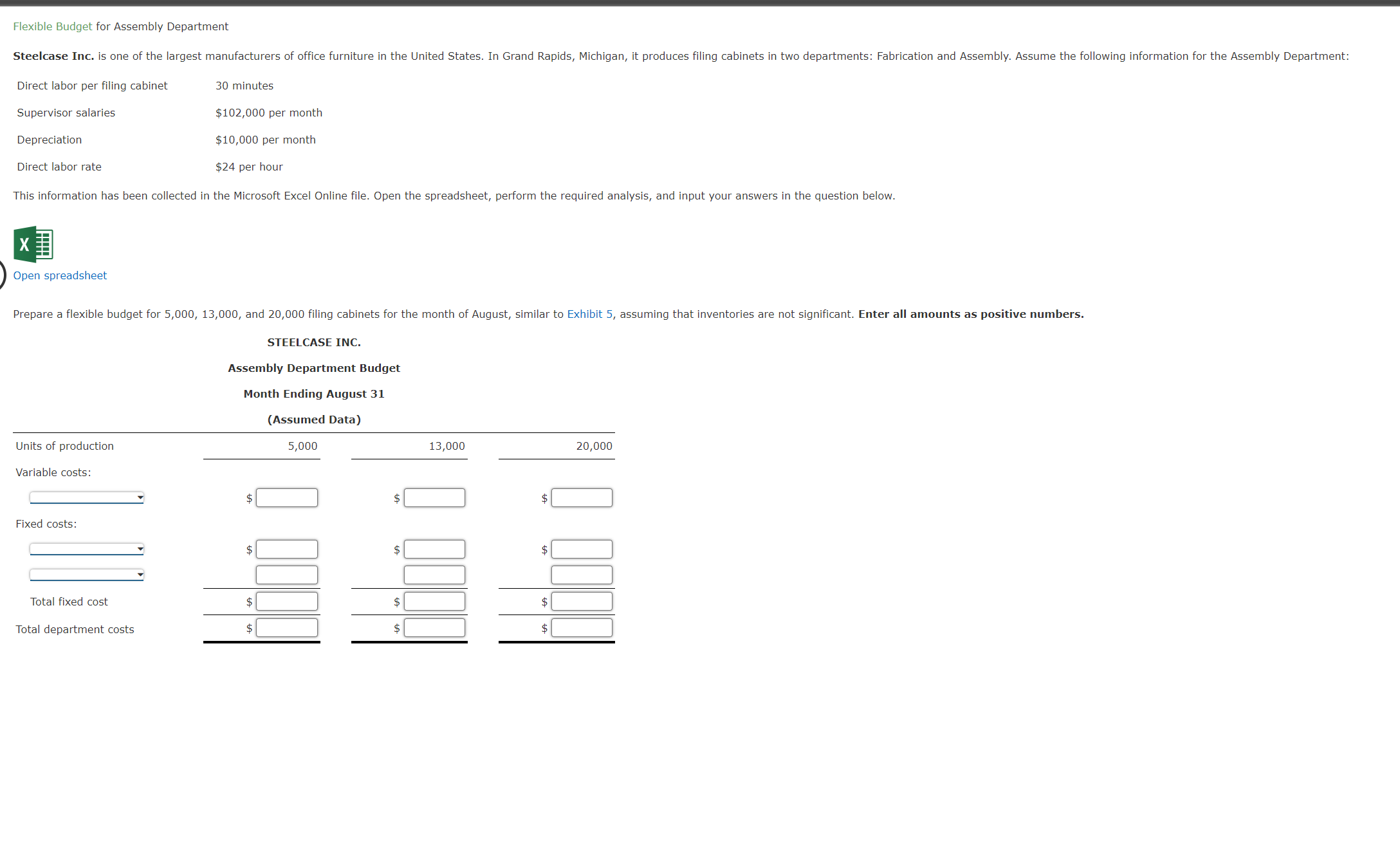 Solved Open spreadsheet | Chegg.com