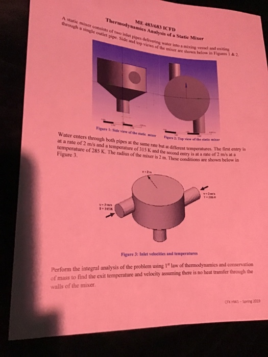 Solved Thermody A static mixer consists of two inlet pipes | Chegg.com