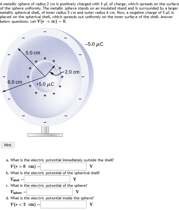 Solved metallic sphere of radius 2 cm is positively charged | Chegg.com
