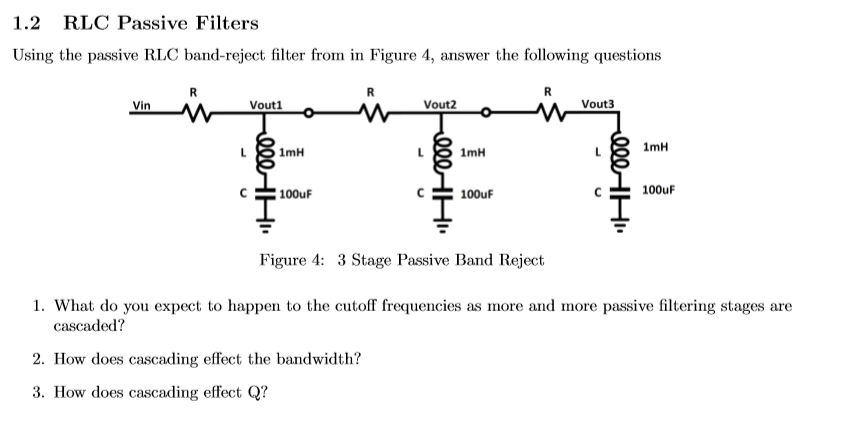 Solved 1.2 RLC Passive Filters Using the passive RLC | Chegg.com