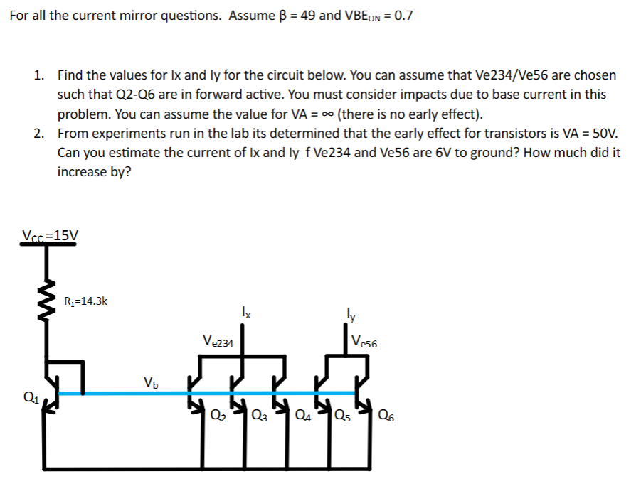 Solved For all the current mirror questions. Assume β=49 and | Chegg.com