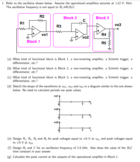 Solved 1. Refer to the oscillator shown below. Assume the | Chegg.com