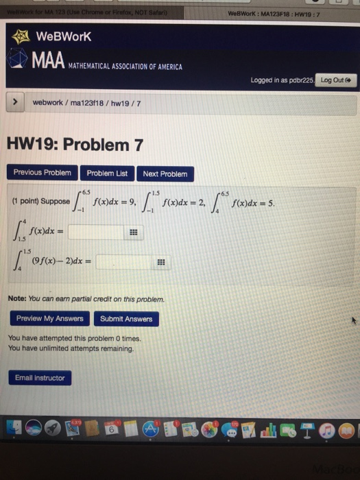 Solved WeBWork : MA123F18: HW19:7 WeBWork MAA MATHEMATICAL | Chegg.com Solved WeBWork : MA123F18: HW19:7 WeBWork MAA MATHEMATICAL | Chegg.com