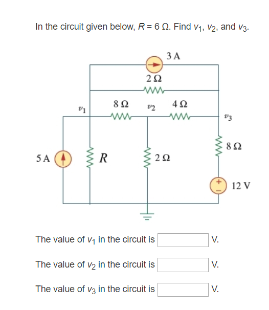 Solved In the circuit given below, R = 6 Ω. Find v1, v2, and | Chegg.com