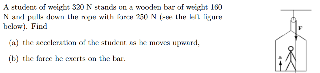 Solved A student of weight 320 N stands on a wooden bar of | Chegg.com