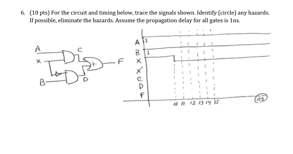 Solved 6. (10 pts) For the circuit and timing below, trace | Chegg.com