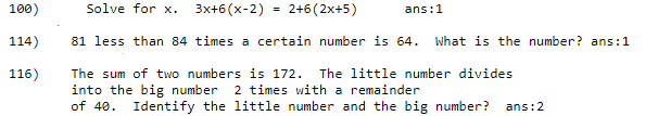 Solved 100) Solve for x⋅3x+6(x−2)=2+6(2x+5) ans: 1 114) 81 | Chegg.com