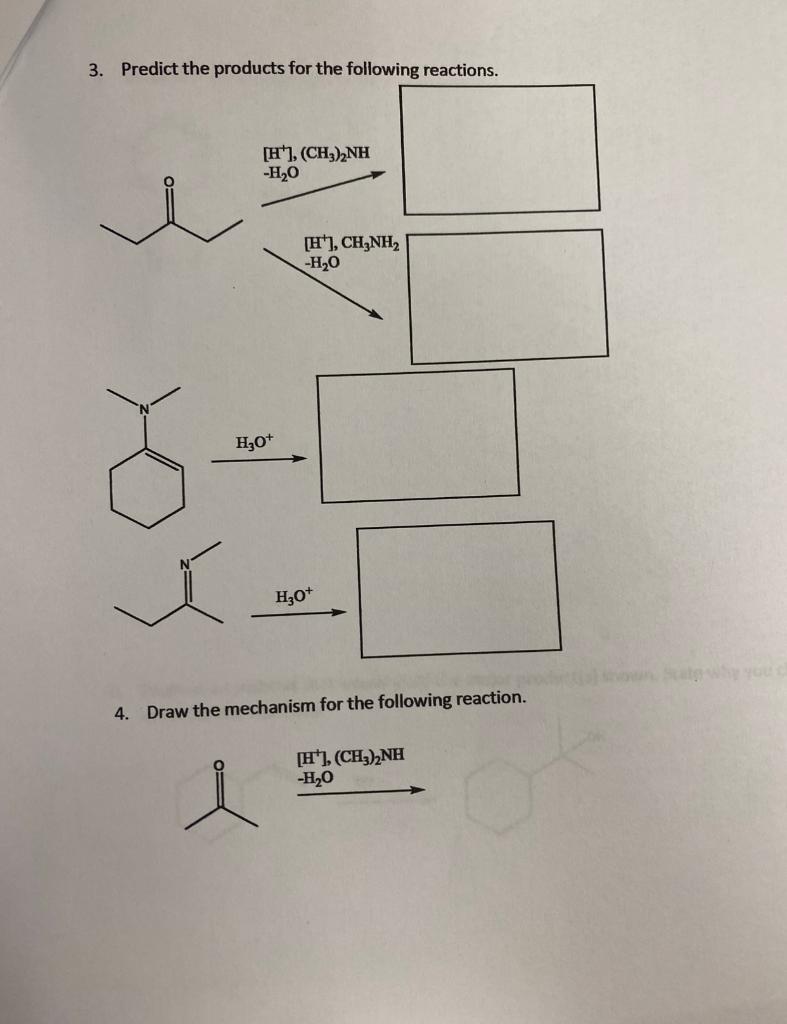 Solved 3. Predict the products for the following reactions. | Chegg.com
