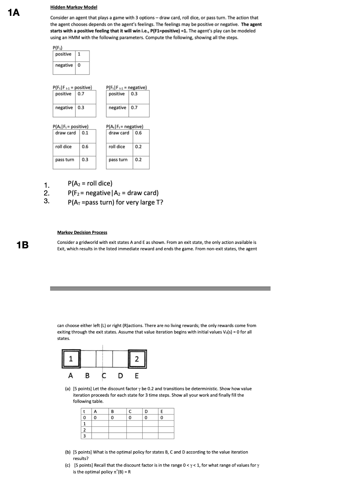 Solved Hidden Markov Model Consider an agent that plays a | Chegg.com