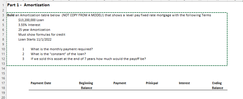 Solved Part 1 - ﻿AmortizationBuild an Amortization table | Chegg.com