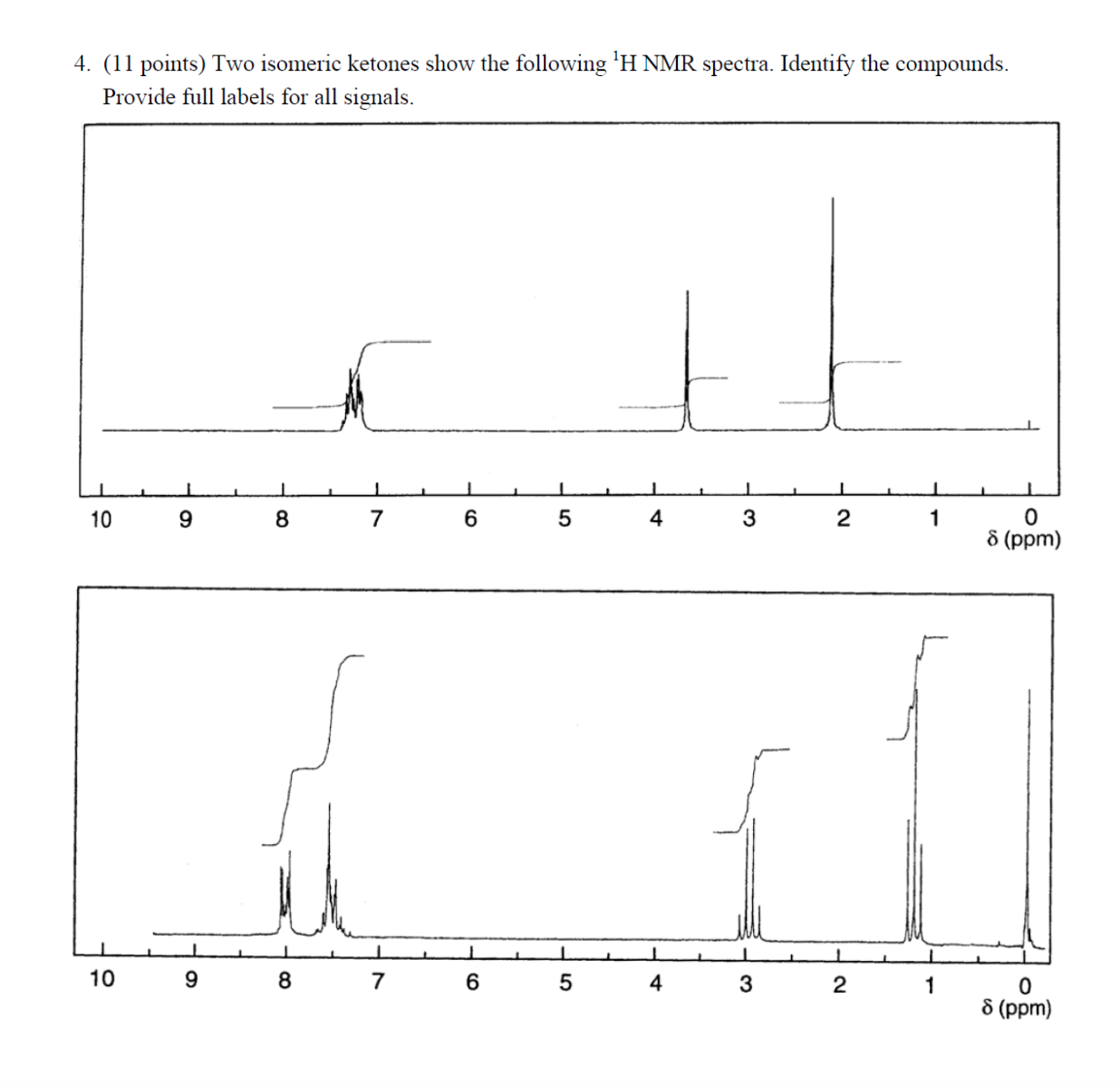 Solved 4. (11 points) Two isomeric ketones show the | Chegg.com