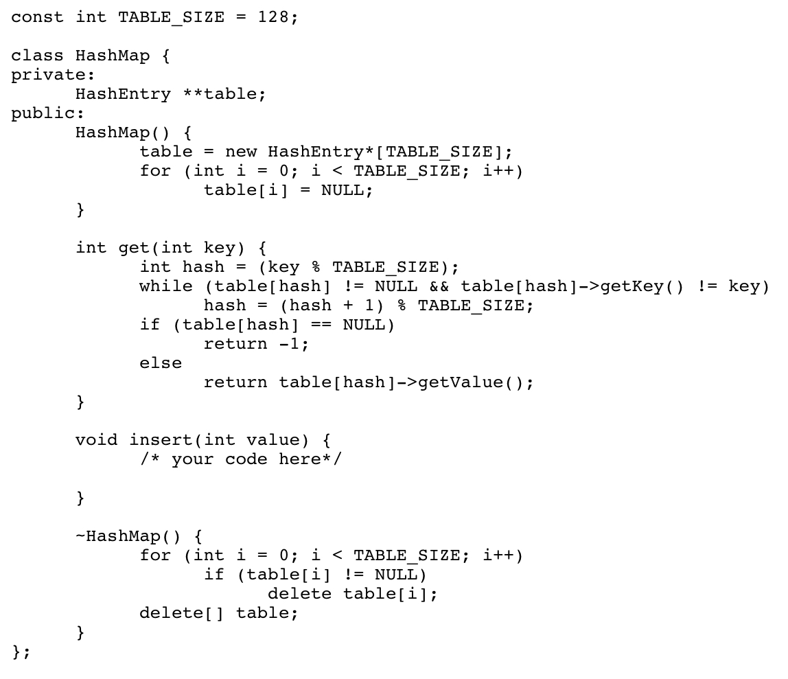 Solved Starting with my code for Hash Table example | Chegg.com