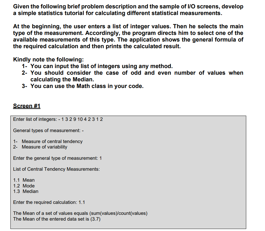 Solved Given the following brief problem description and the | Chegg.com
