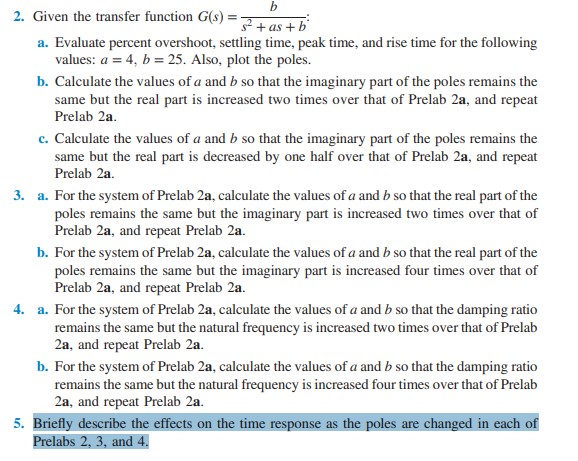 Solved ONLY DO QUESTION 5 !!! 2b= 37 / (S^2 + 4S + 37)2c = | Chegg.com
