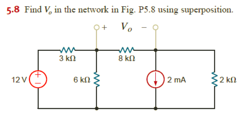 Solved 5.8 Find V, in the network in Fig. P5.8 using | Chegg.com