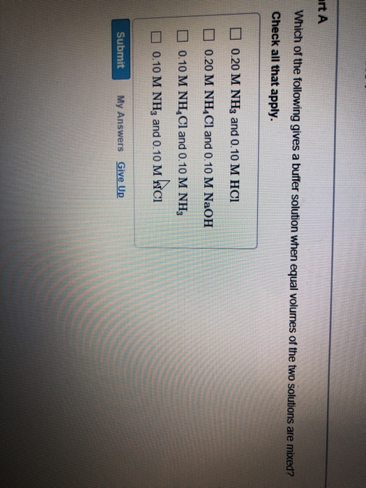 Solved Which of the following gives a buffer solution when | Chegg.com