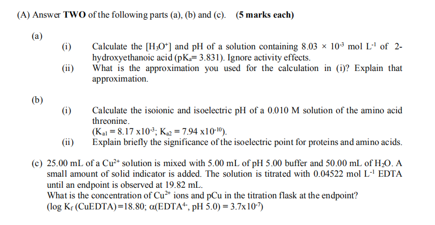 Solved (A) Answer TWO of the following parts (a), (b) and | Chegg.com