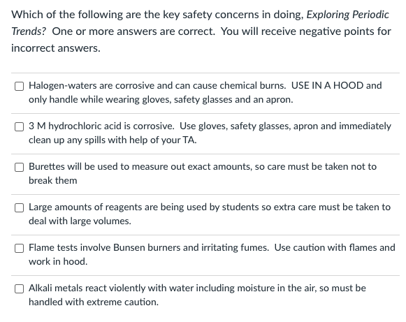 Solved Which of the following are the key safety concerns in | Chegg.com