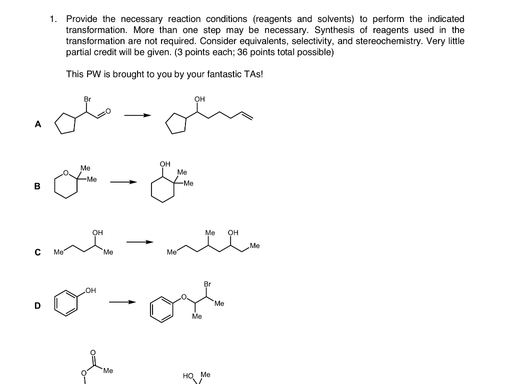 Solved Provide the necessary reaction conditions (reagents | Chegg.com