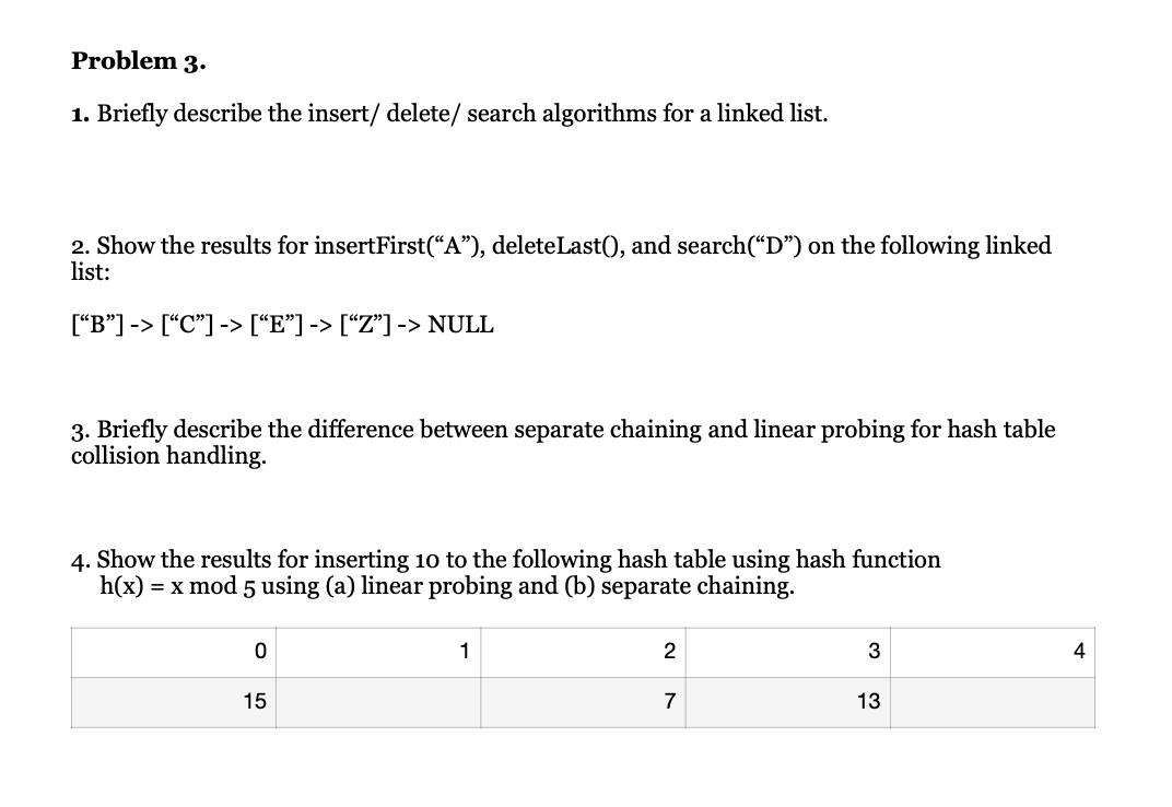 1. Briefly describe the insert/ delete/ search | Chegg.com 1. Briefly describe the insert/ delete/ search | Chegg.com
