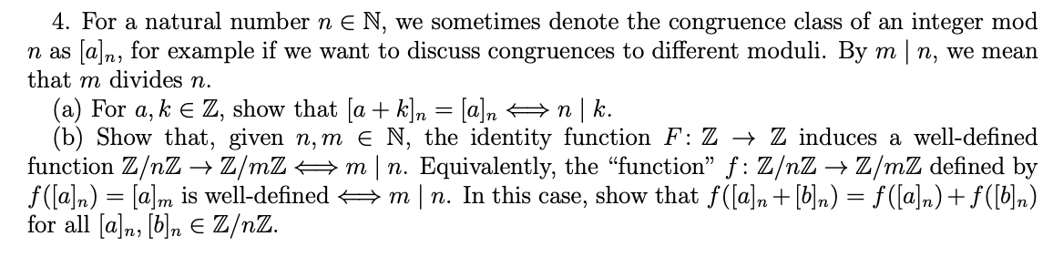 Solved 4. For a natural number n∈N, we sometimes denote the | Chegg.com