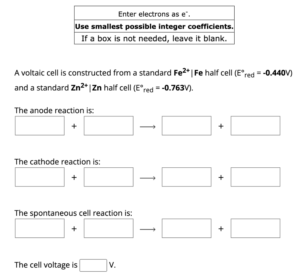 Solved A voltaic cell is constructed from a standard Fe2+|Fe | Chegg.com
