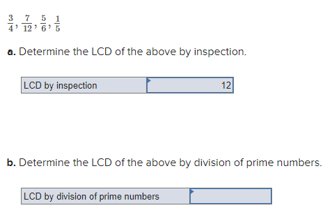 Solved 43,127,65,51 a. Determine the LCD of the above by | Chegg.com