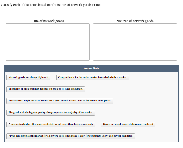 Solved Classify each of the items based on if it is true of | Chegg.com