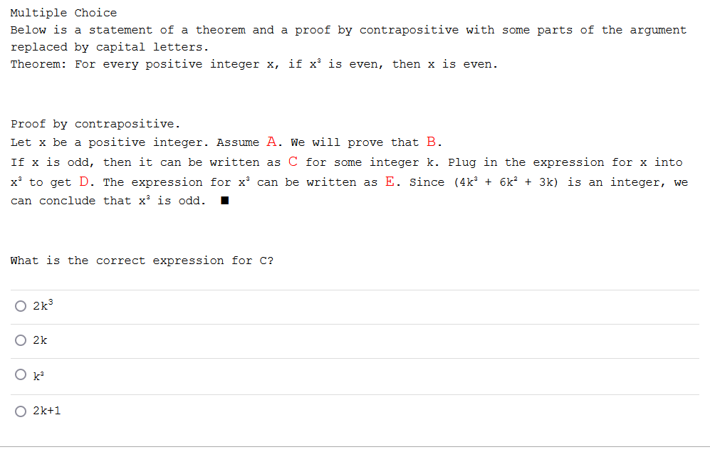Solved Multiple Choice Below is a statement of a theorem and | Chegg.com