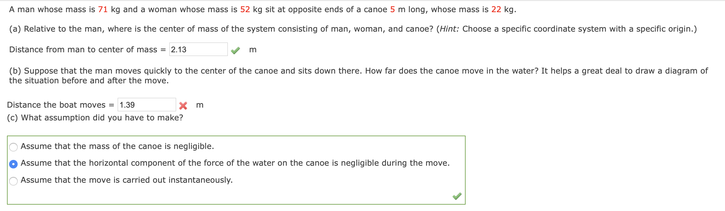 Solved A man whose mass is 71 kg and a woman whose mass is | Chegg.com