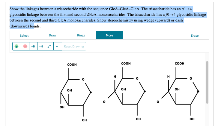 Solved Show the linkages between a trisaccharide with the | Chegg.com