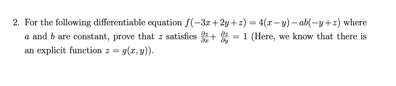Solved 2. For the following differentiable equation | Chegg.com