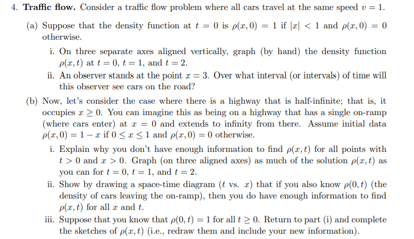 4. Traffic flow. Consider a traffic flow problem | Chegg.com