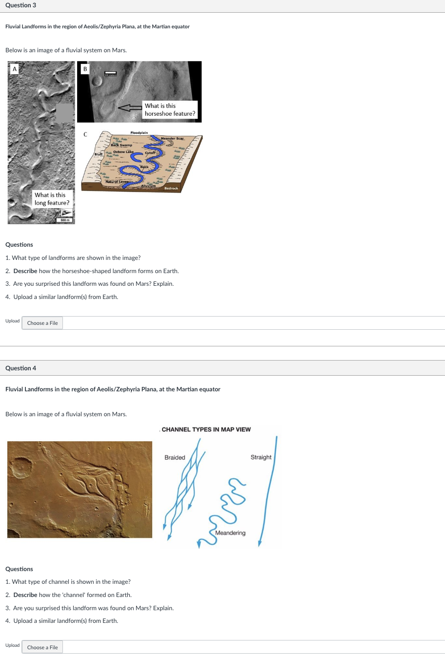 Solved Fluvial Landforms in the region of Aeolis/Zephyria | Chegg.com