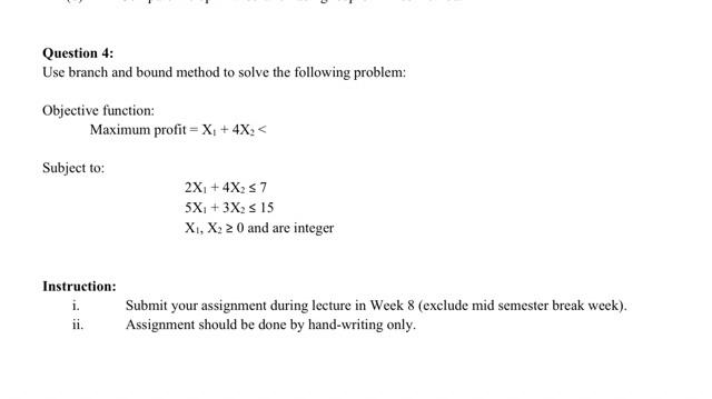 Solved Question 4 Use Branch And Bound Method To Solve The