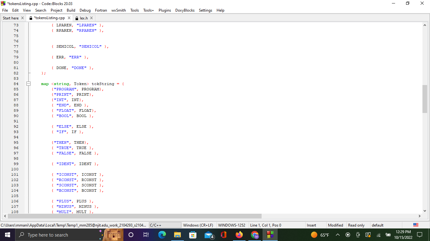 Solved You are given a copy of "lex.h" from Programming | Chegg.com