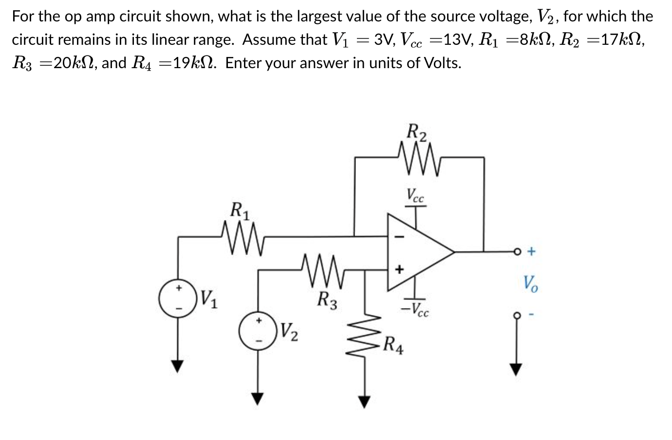 Solved For the op amp circuit shown, what is the largest | Chegg.com